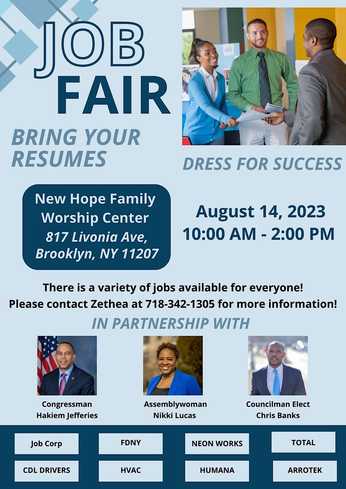 Job Fair at New Hope Family Center, New Hope Family Worship Center ...