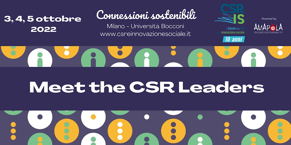 Meet The CSR Leaders, Università Bocconi, Milano, 3 October 2022
