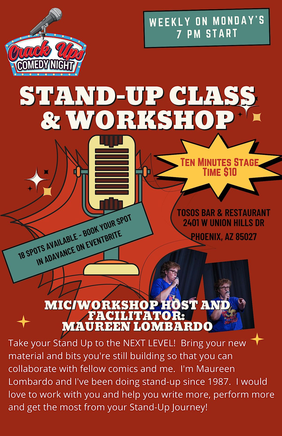 Stand Up Comedy Class & Workshop, Tosos Bar & Restaurant, Phoenix, 13 ...