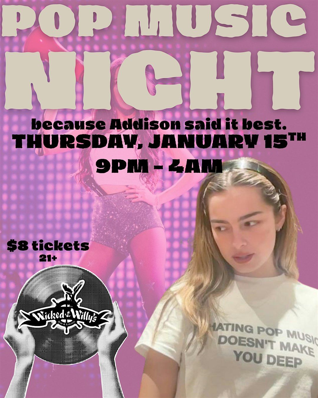 Pop Music Dance and DJ Night, Wicked Willy's, New York, 15 January to ...