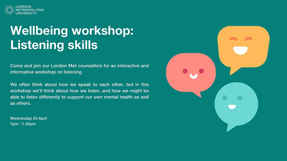 Wellbeing workshop: Listening skills, London Metropolitan University ...