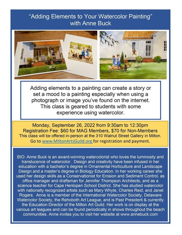 "Adding Elements to Your Watercolor Painting" with artist Anne Buck ...