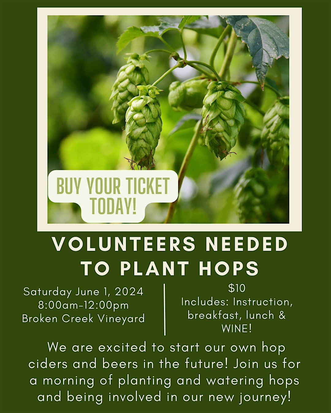 Volunteers Needed to Plant Hops!, Broken Creek Vineyard and Winery ...