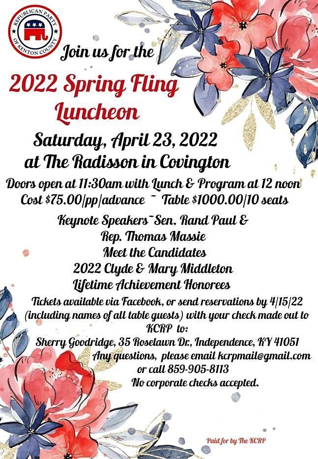 Kenton County Republican Party 2022 Spring Fling Luncheon, Radisson ...