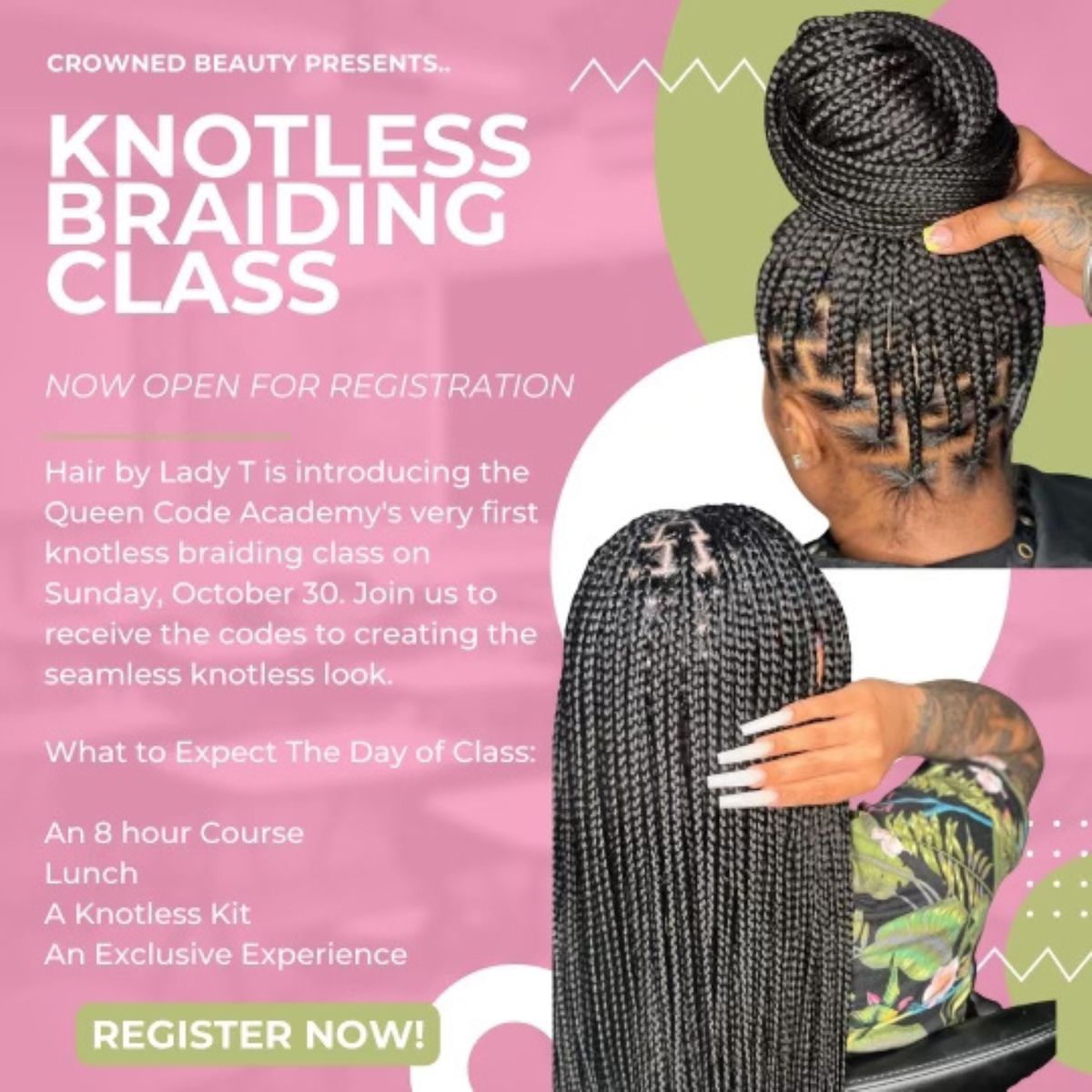 Queen Code Academy-Knotless Braiding Class, Hyatt Place Fredericksburg ...