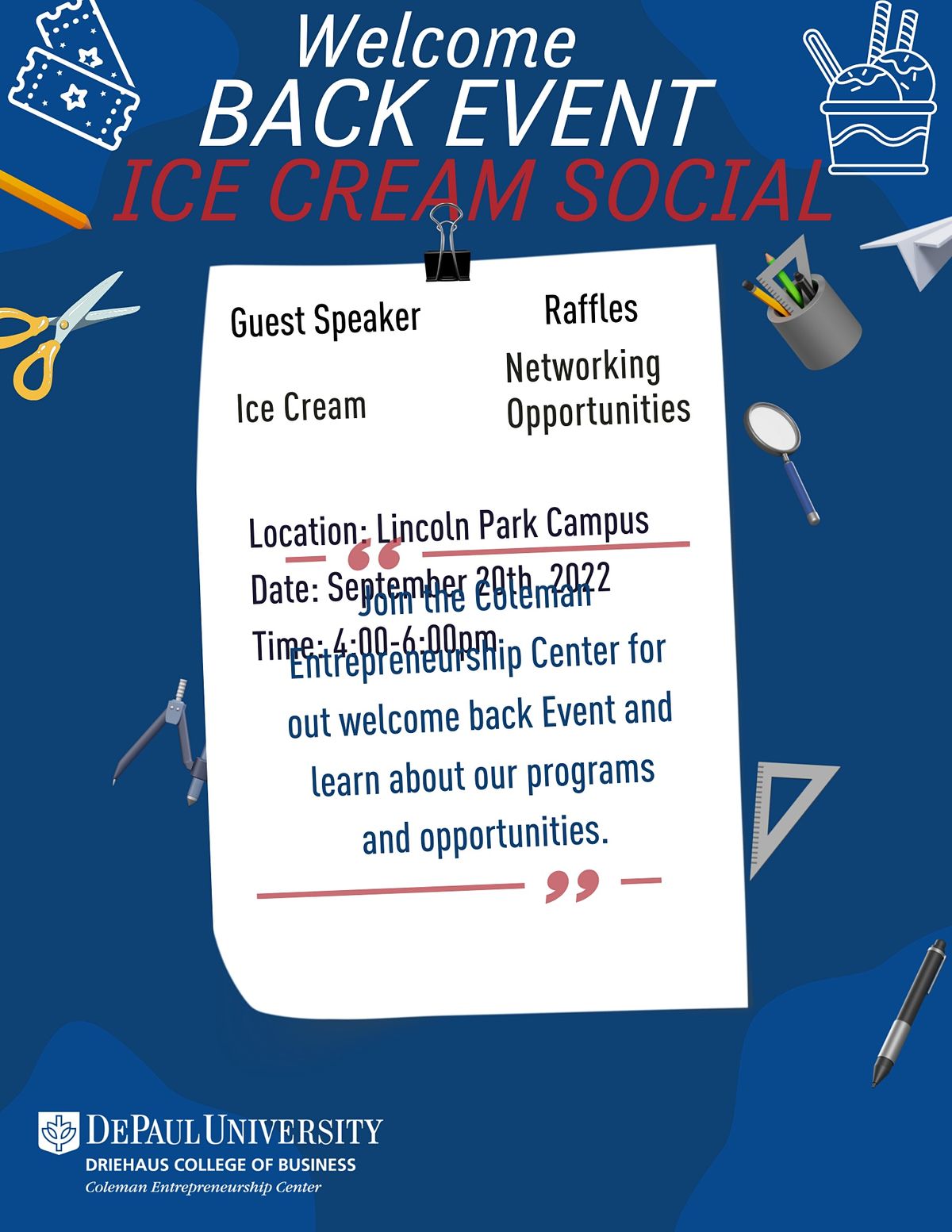 Welcome Back Event, Lincoln Park Student Center, Chicago, 21 September 2022