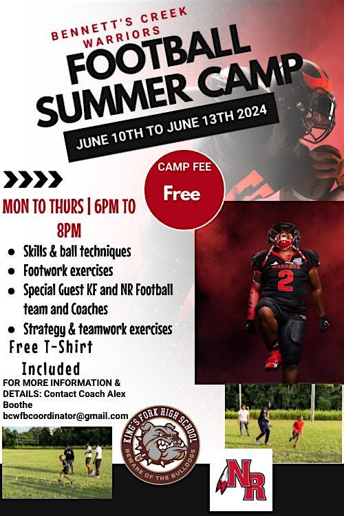 BENNETTS CREEK WARRIORS 2024 YOUTH FOOTBALL CAMP, John Yeates Middle ...
