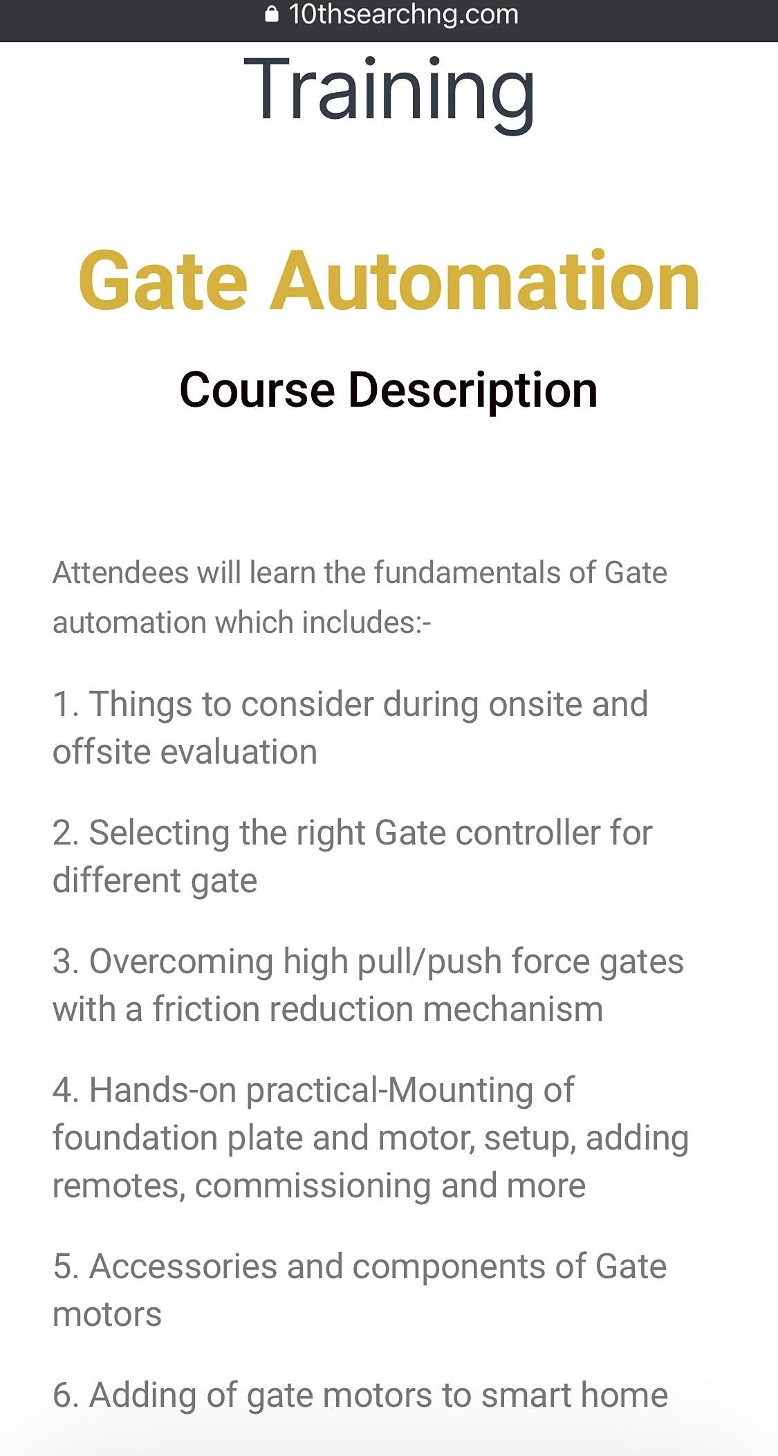 ATS TRAINING- GATE AUTOMATION, ELECTRIC FENCE AND ACCESS CONTROL, AT ...