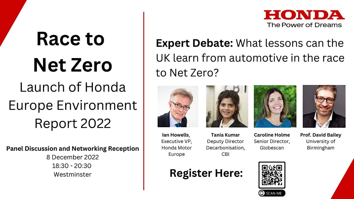 Race to Net Zero: Launch of Honda Europe Environment Report 2022, One ...