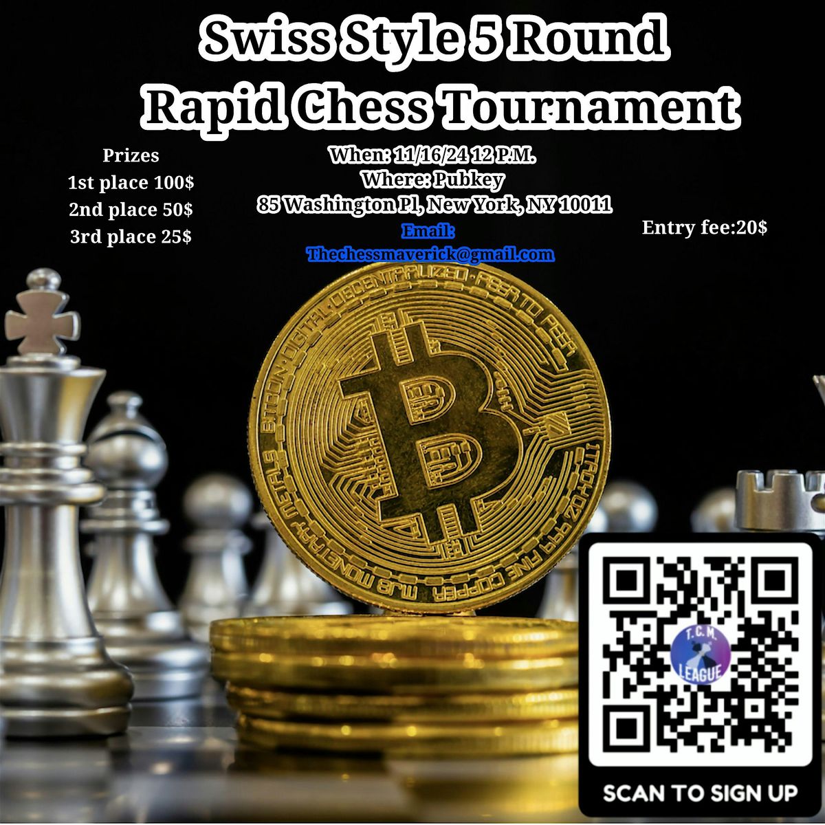 Rapid Chess Tournament 5 Rounds Swiss, Pubkey, New York, 16 November 2024