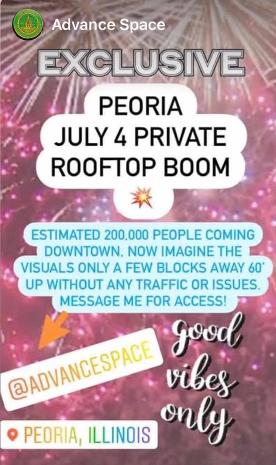 Roof Boom Pyro Exclusive July 4, Peoria, Illinois, 4 July 2022
