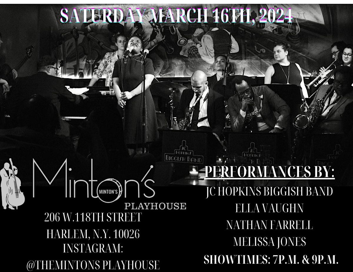 Sat. 03/16: JC Hopkins Biggish Band at the Legendary Mintons Playhouse ...