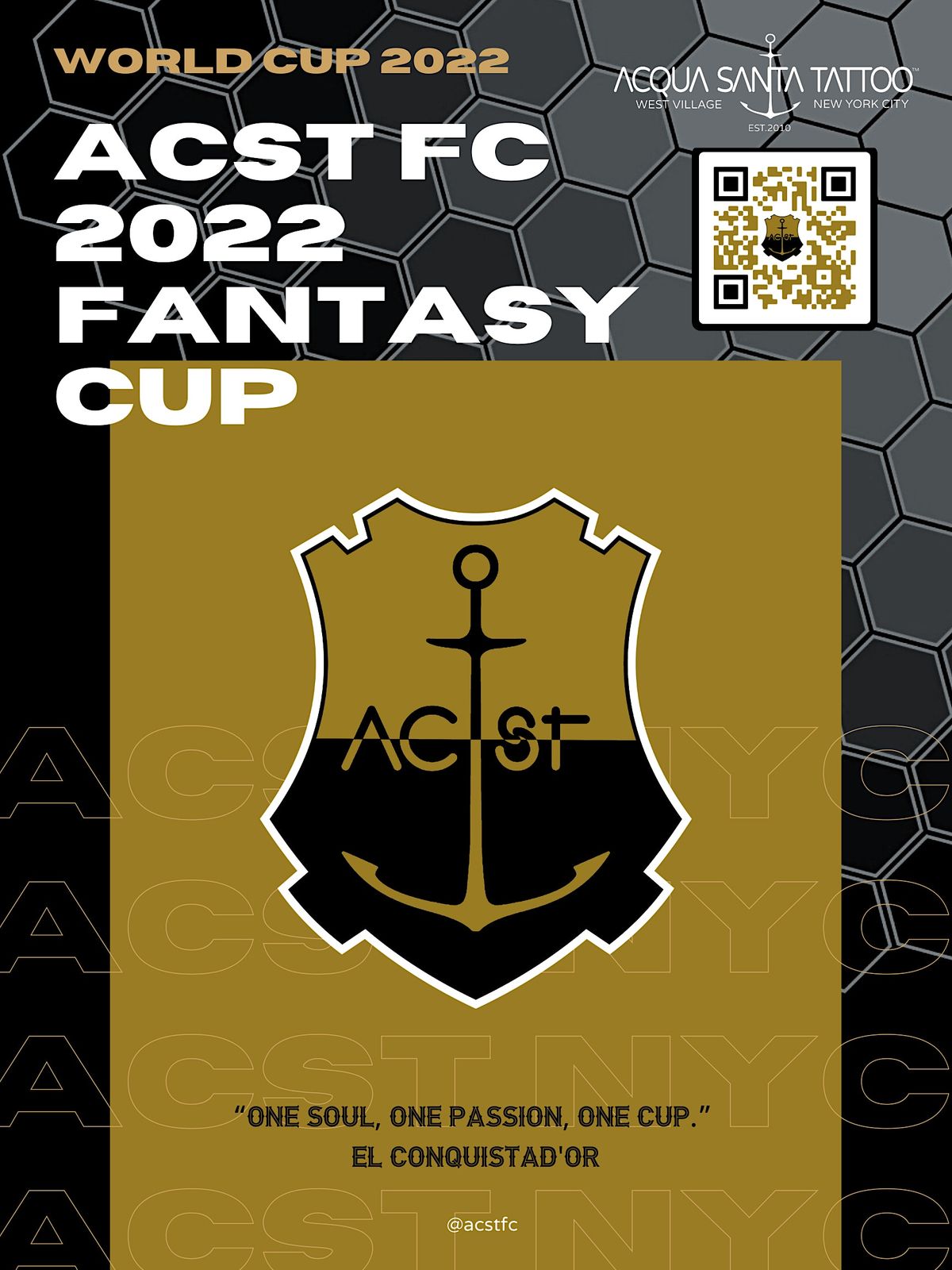 ACST FC World Cup 2022, Acqua Santa Tattoo, New York, 23 November 2022