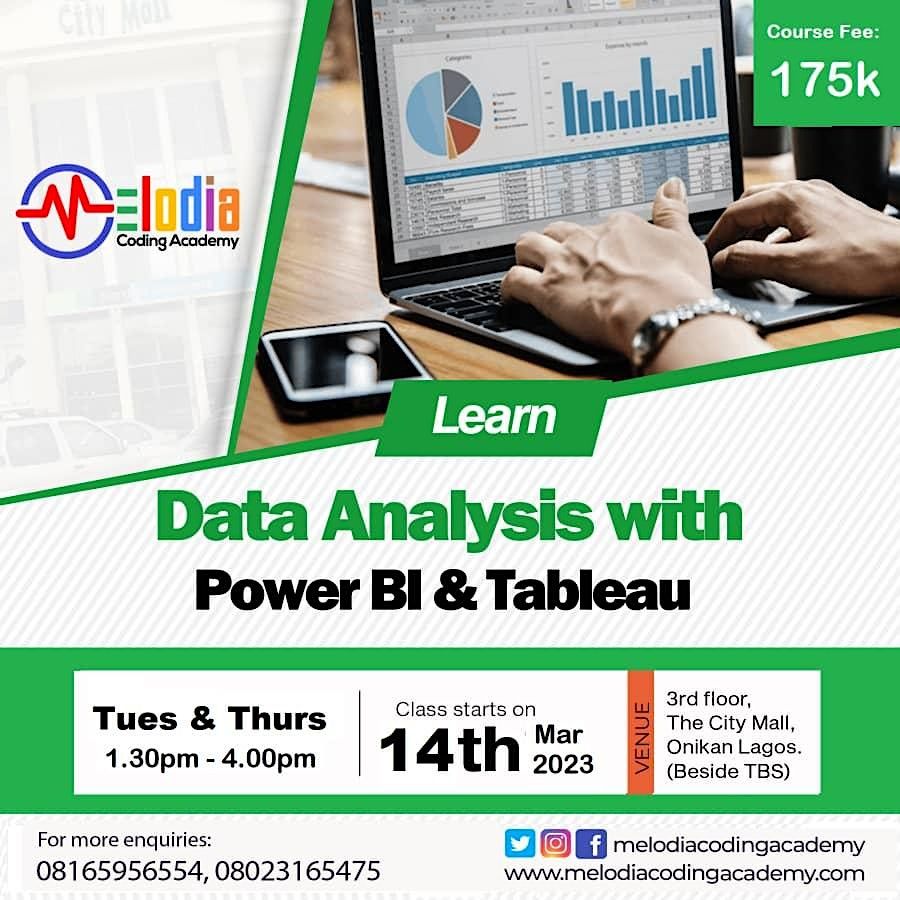 Data Analysis with Power BI & Tableau, The City Mall Lagos Island Lagos, 14 March to 13 April