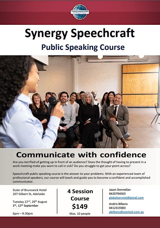 Synergy Toastmasters Speechcraft Course, The Duke of Brunswick Hotel ...