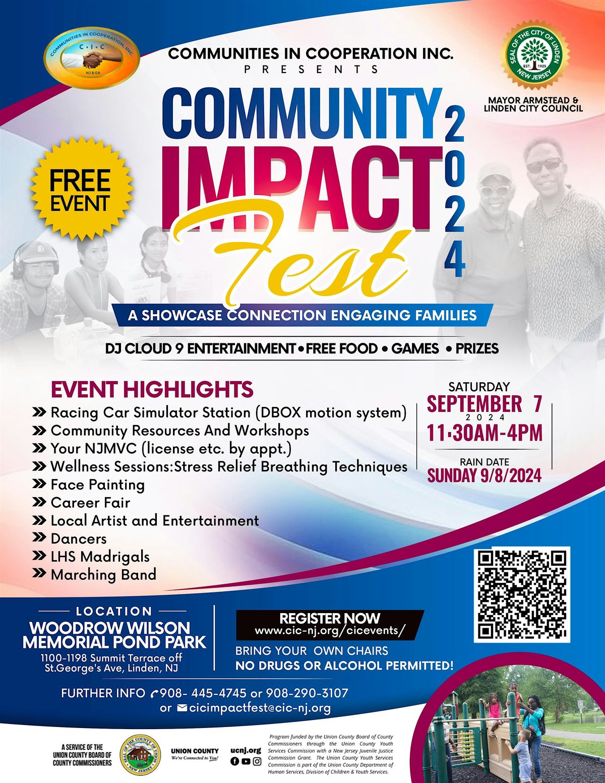 Annual Community Impact Fest 2024, Woodrow Wilson Pond Park, Linden, 7 ...