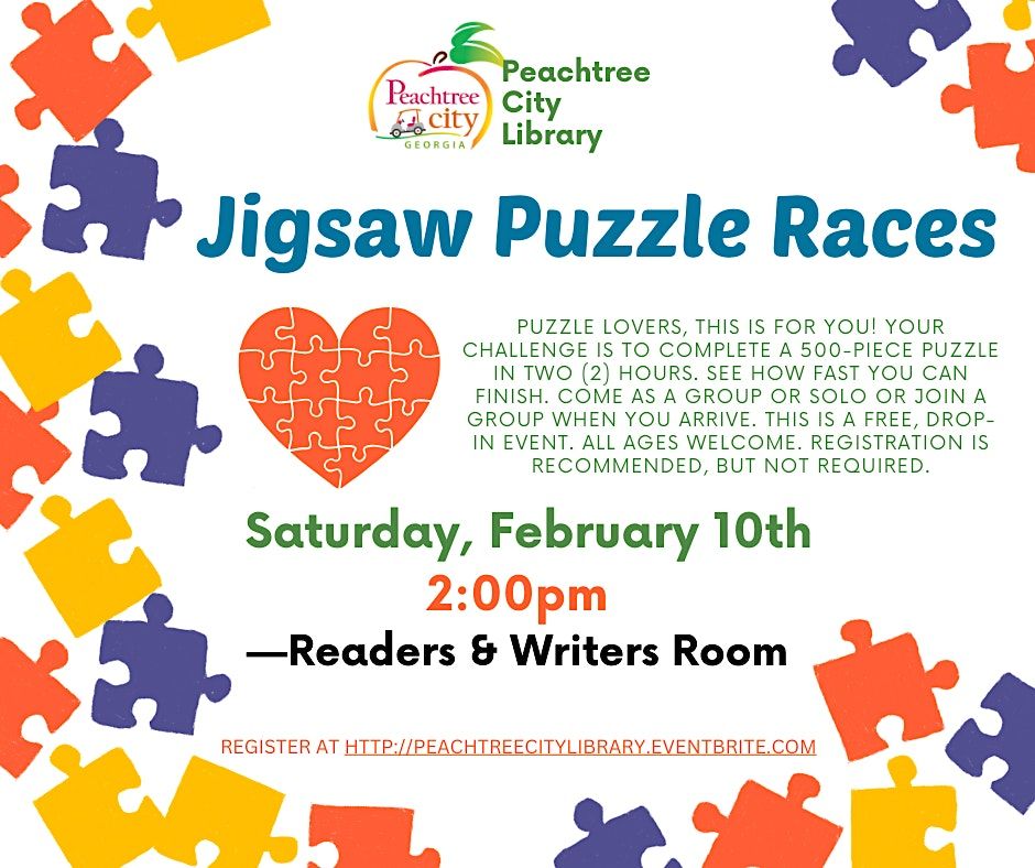 Jigsaw Puzzle Races - February 2024, Peachtree City Library, 10 February 2024