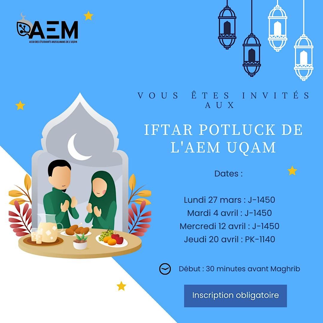 Iftar Potluck de LAEM UQAM, Université du Québec à Montréal, 20 April 2023