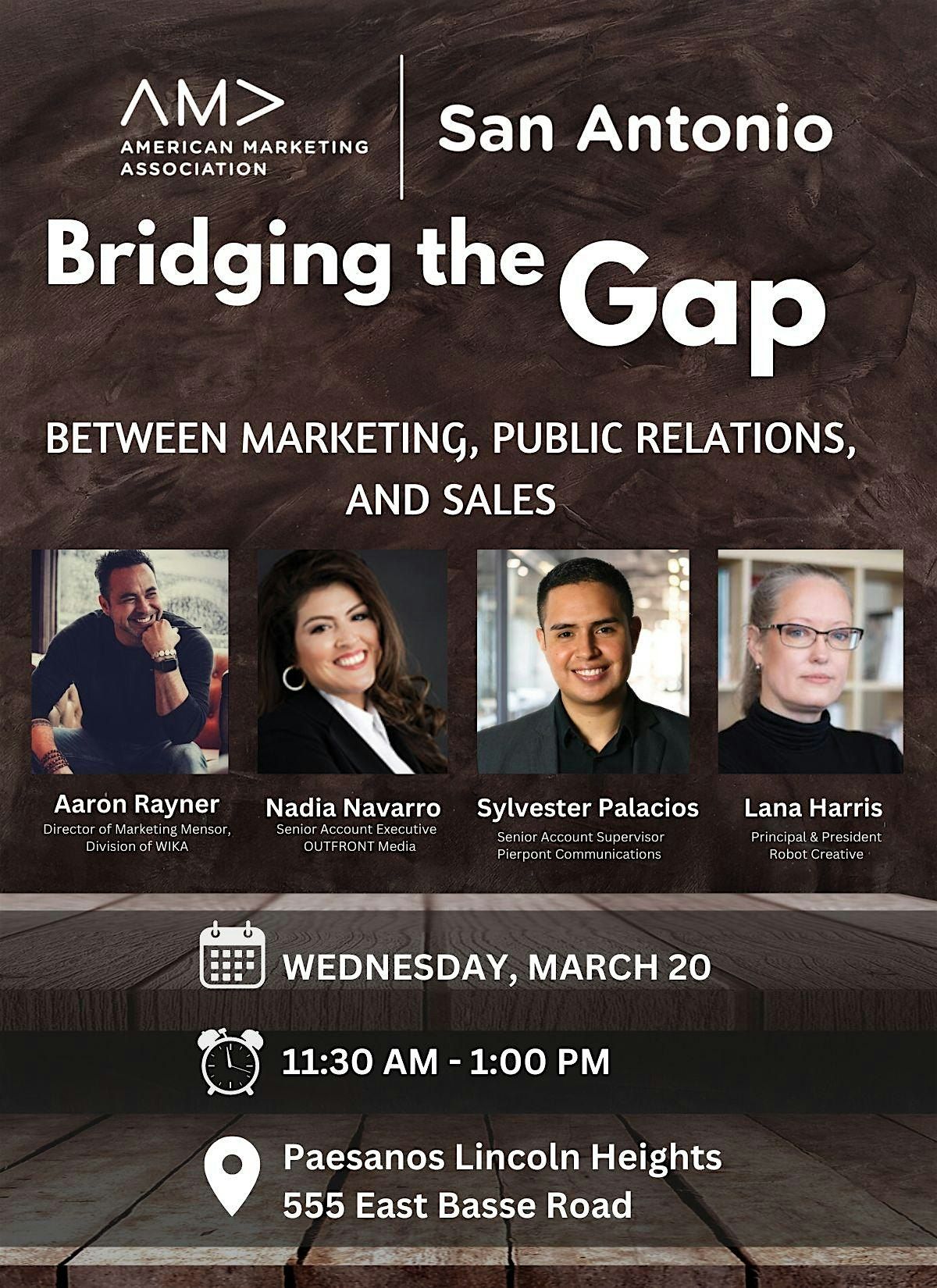AMA-SA March Luncheon: Bridging the Gap, Paesanos Lincoln Heights, San ...