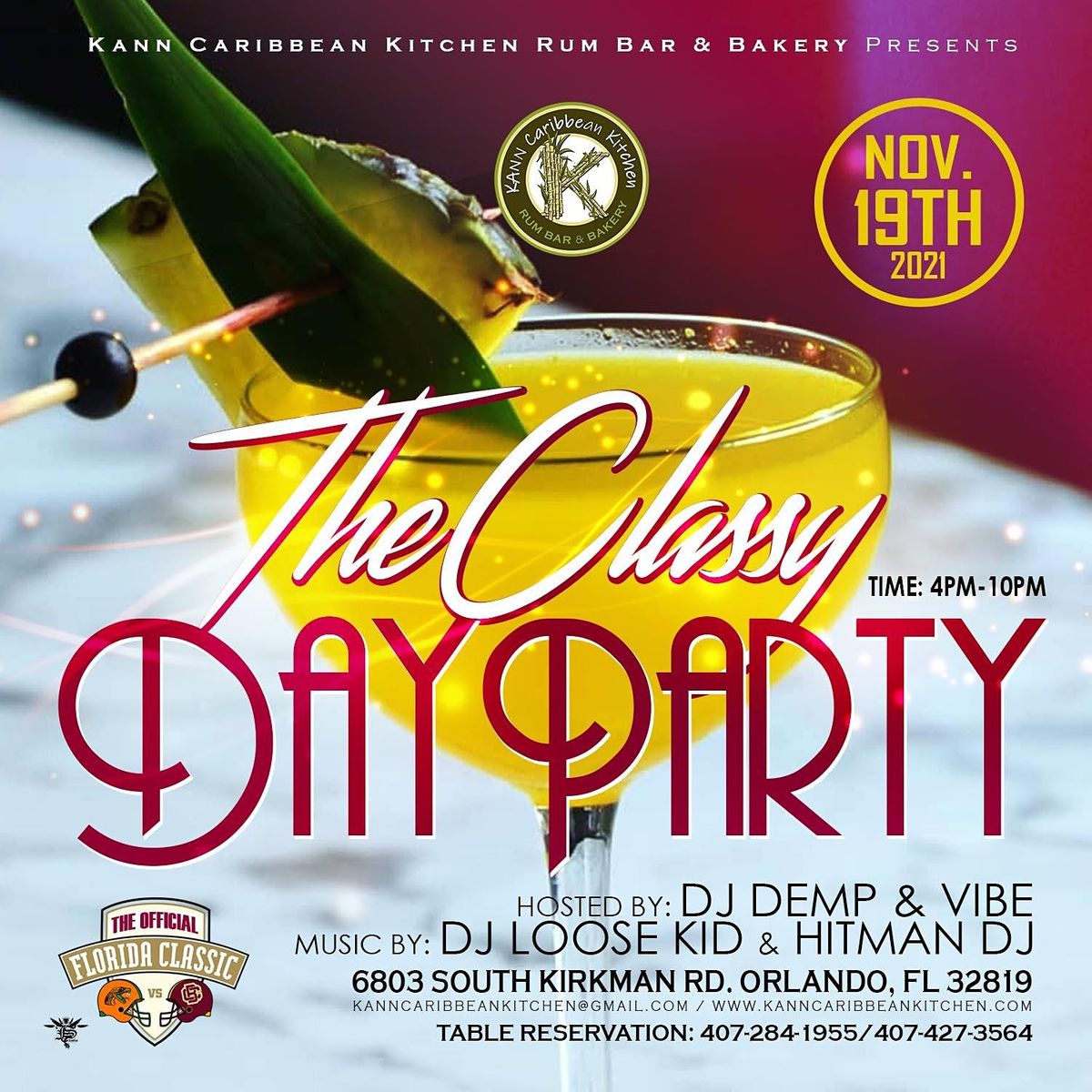 Florida Classic Classy Day Party - Kick Off, Kann Caribbean Kitchen Rum ...