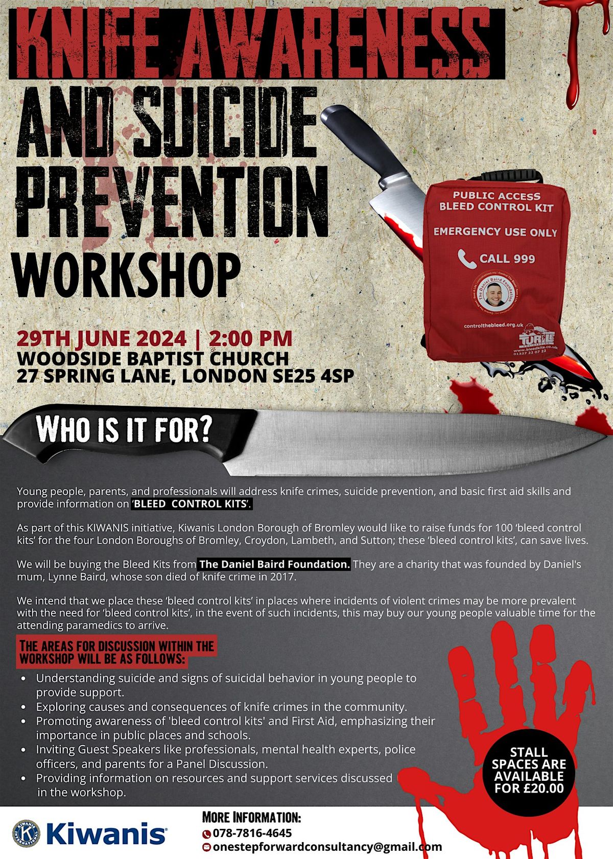 KIWANIS - Knife Awareness and Suicide Prevention Workshop, Woodside Baptist Church, London, 29 ...