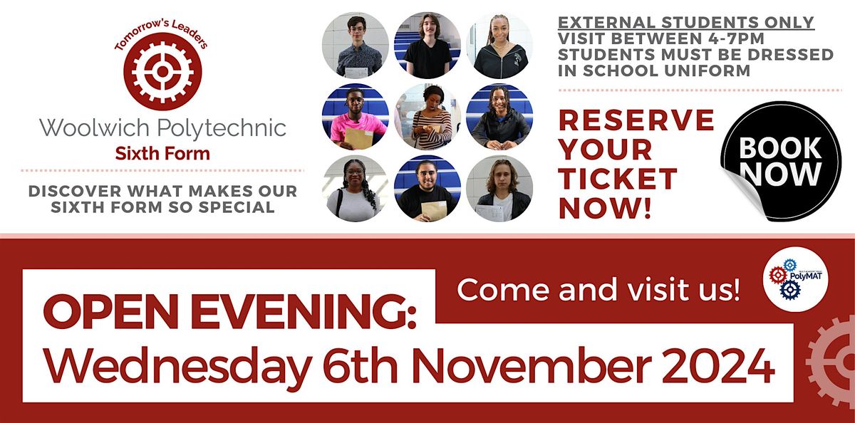 Woolwich Polytechnic Sixth Form - Open Evening, Wednesday 6 November 2024, Woolwich Polytechnic ...