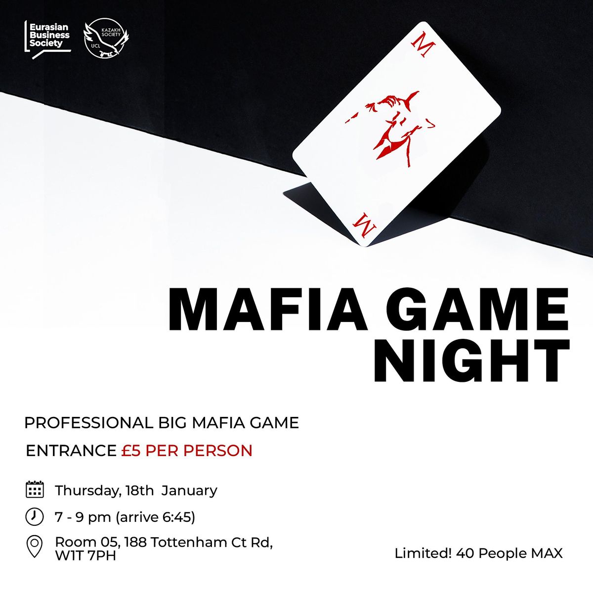 Mafia Game Night (UCLEBS x UCL Kazakh Society), 188 Tottenham Ct Rd ...