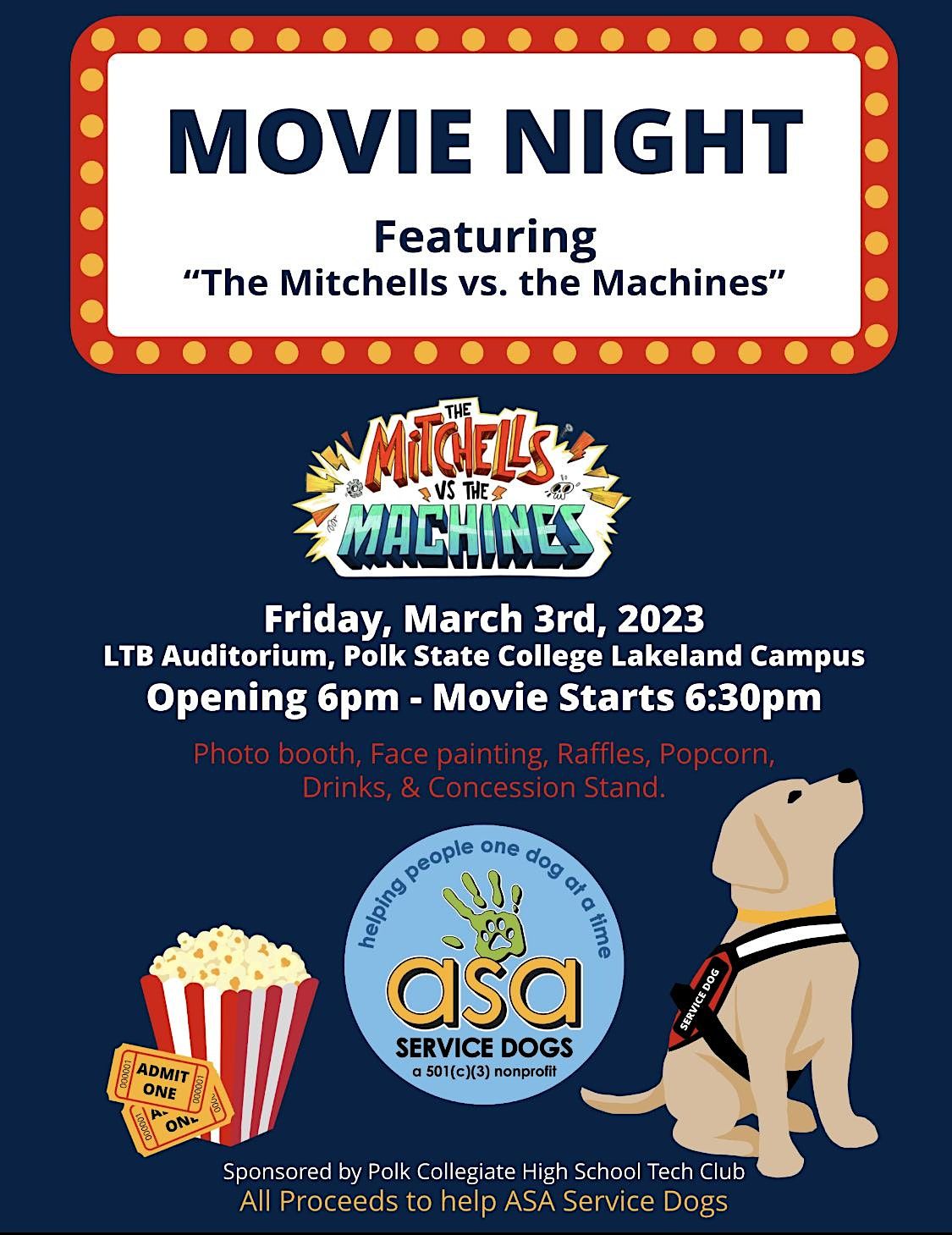 ASA Service Dogs Movie Night - Mitchell’s vs The Machines, Polk State ...