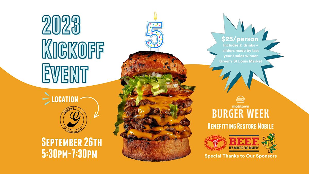 MobTown Burger Week 2023 KICKOFF Event - Celebrating FIVE Years!, Greer ...