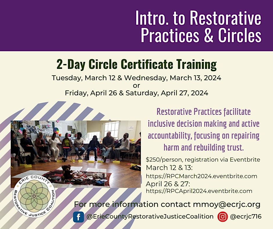 2-Day Restorative Practices Circle Certificate Training (April 2024 ...