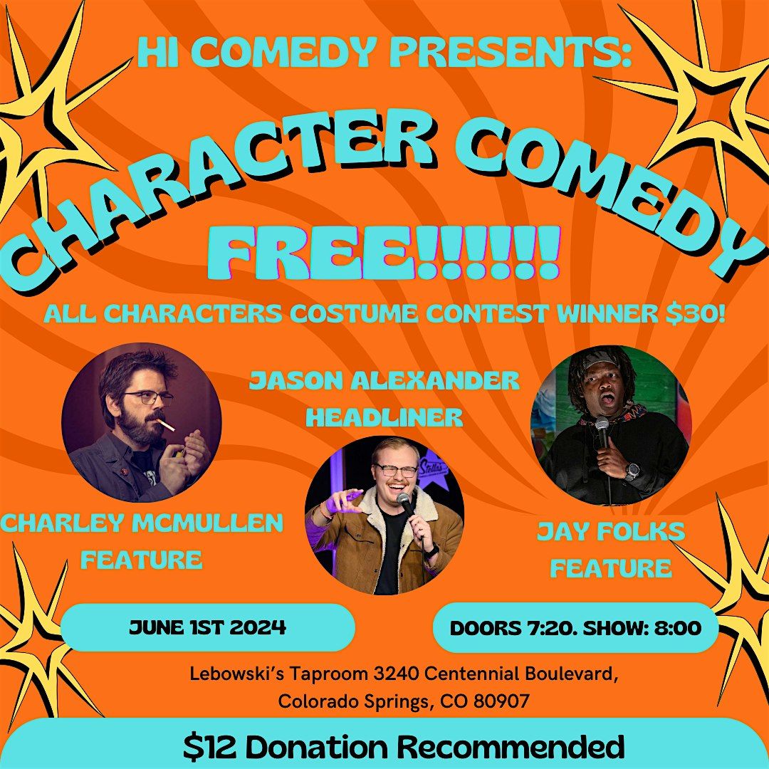 Character Comedy Show at Lebowskis Taproom. Jason Alexander headlines ...