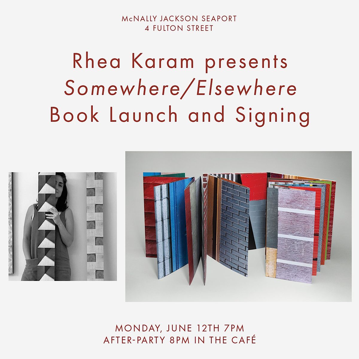 Rhea Karam presents Somewhere/Elsewhere Book Launch and Signing, McNally Jackson Books Seaport ...