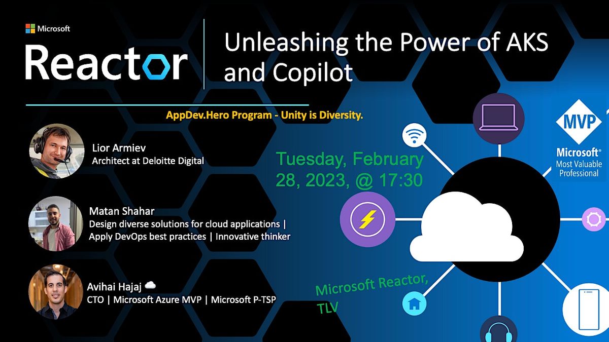 Unleashing the Power of AKS and Copilot, Microsoft Reactor Tel Aviv, Tel Aviv-Yafo, 28 March 2023