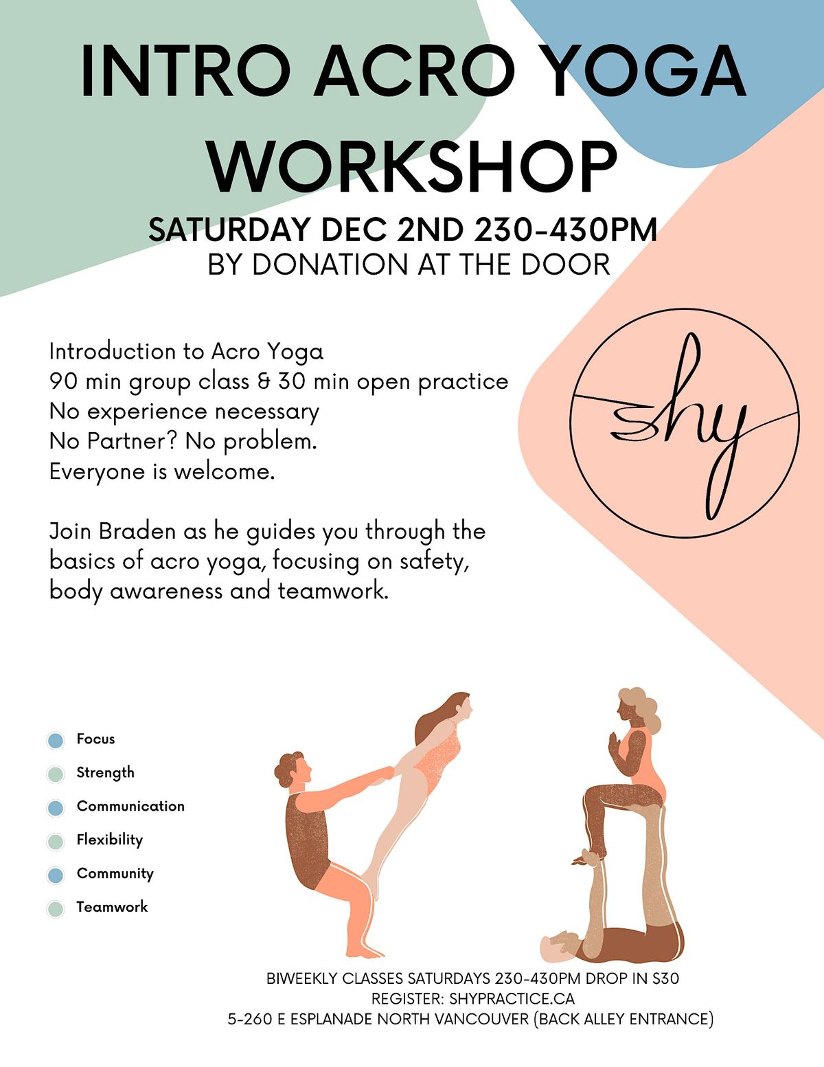 Introduction to Acro Yoga Workshop, SHYpractice, North Vancouver, 2 ...