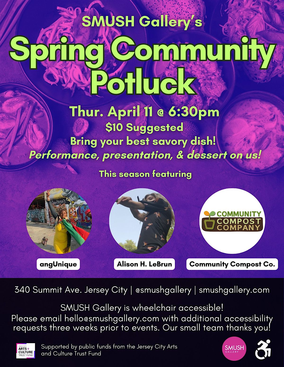 Spring Arts + Community Potluck, Smush Gallery, Summit Avenue, Jersey ...