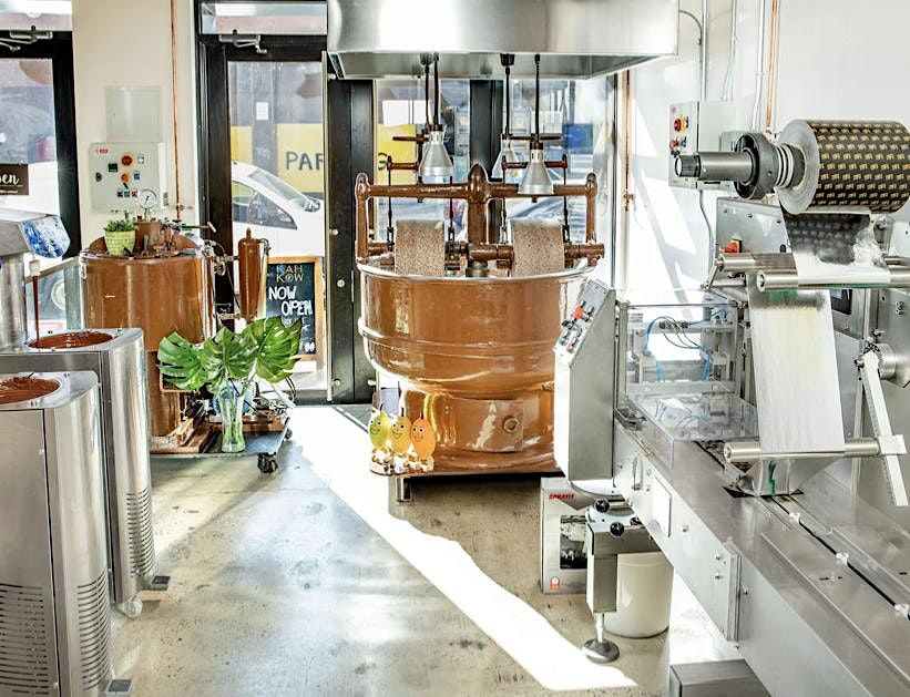 CHOCOLATE FACTORY TOUR + choc making bar, Kahkow USA, Brooklyn, 4 ...