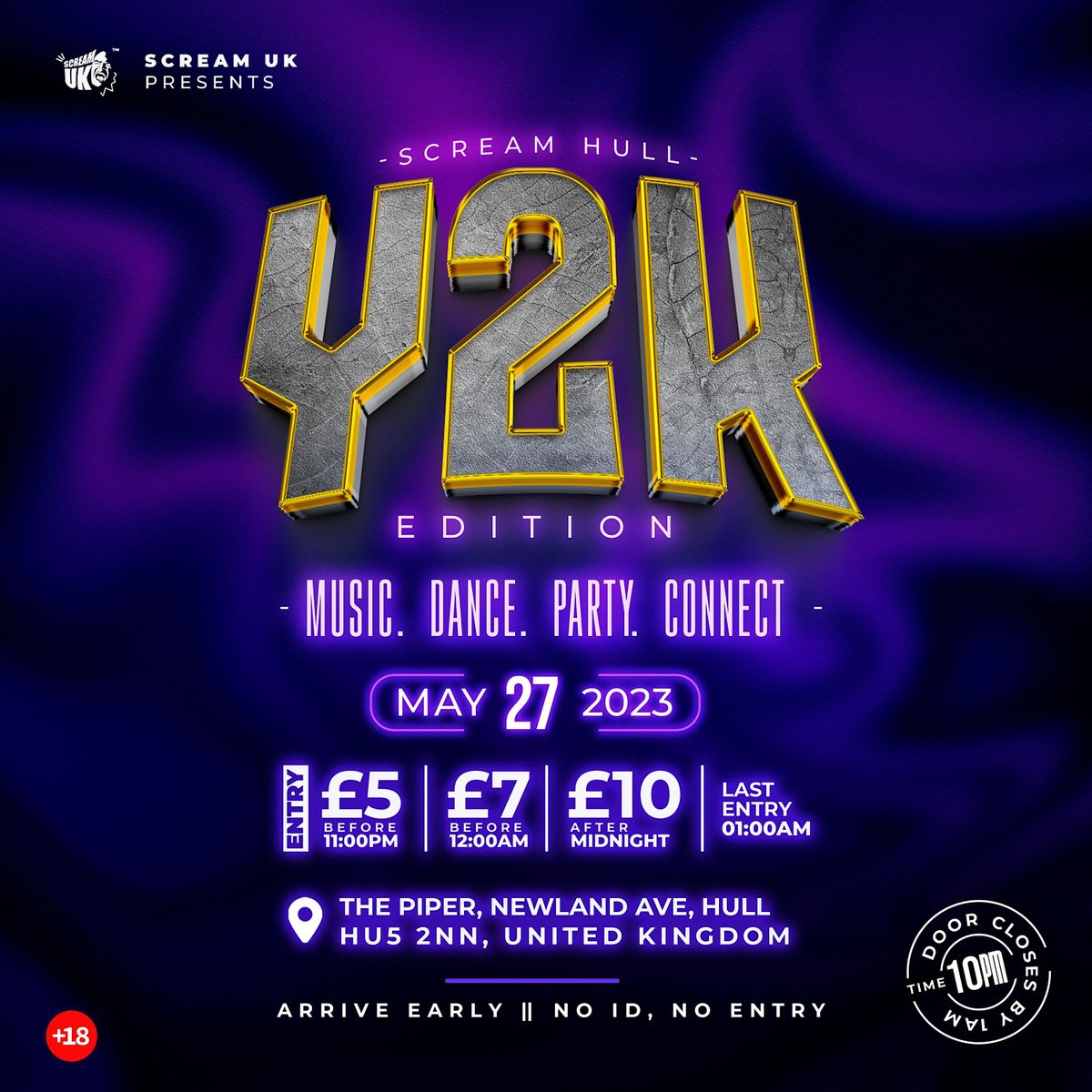 SCREAM HULL (Y2K EDITION), The Piper, Kingston upon Hull, 27 May to 28 May