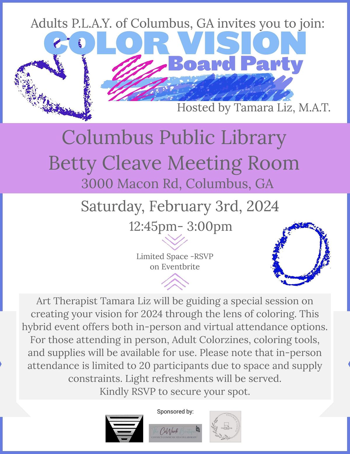 Color Vision Board Party, Columbus Public Library, 3 February 2024