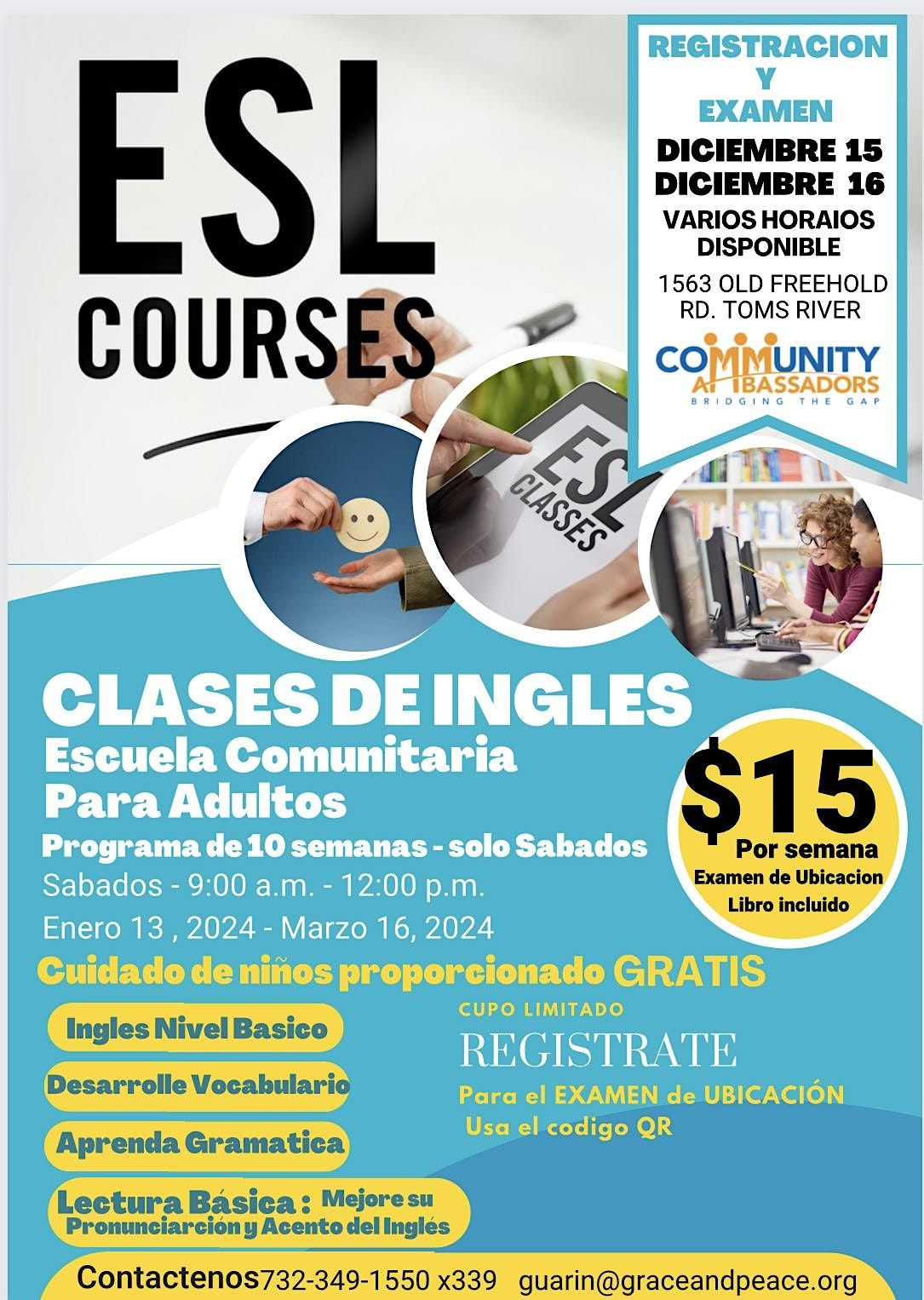 CLASES DE INGLES - ESL CLASS, c/o Church of Grace and Peace, Toms River ...