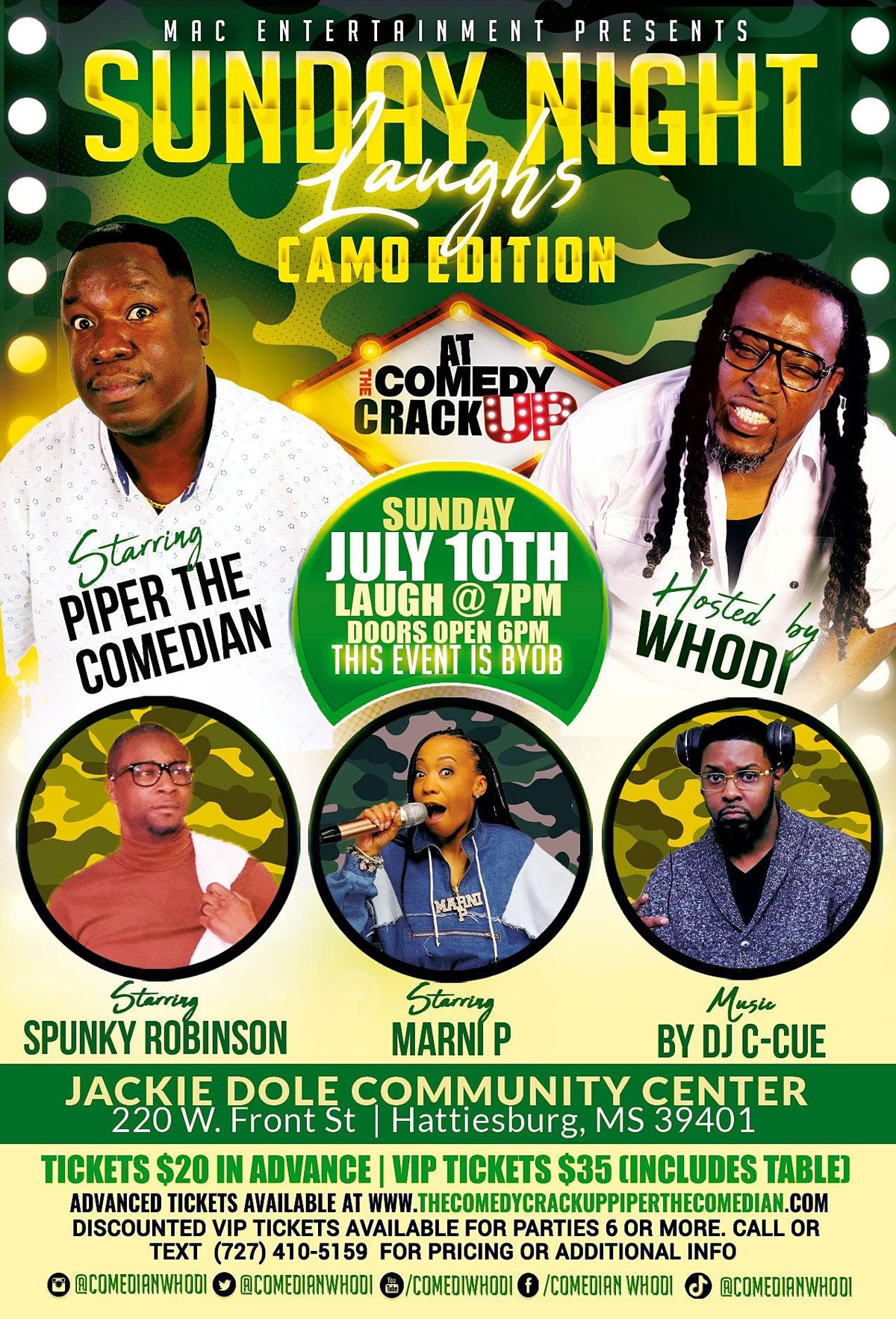 SUNDAY NIGHT LAUGHS starring PIPER THE COMEDIAN, Jackie D Sherrill ...