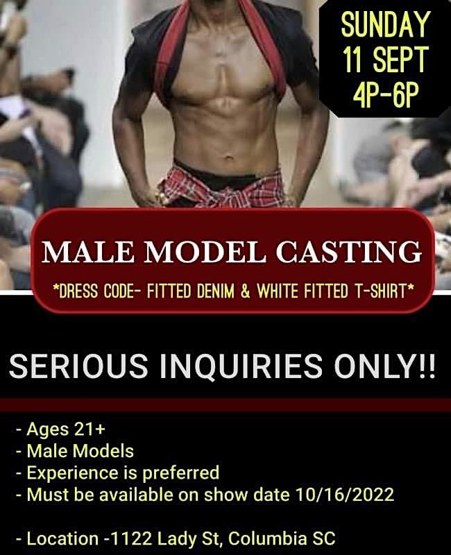 Male Model Casting, 1122 Lady St, Columbia, 11 September 2022