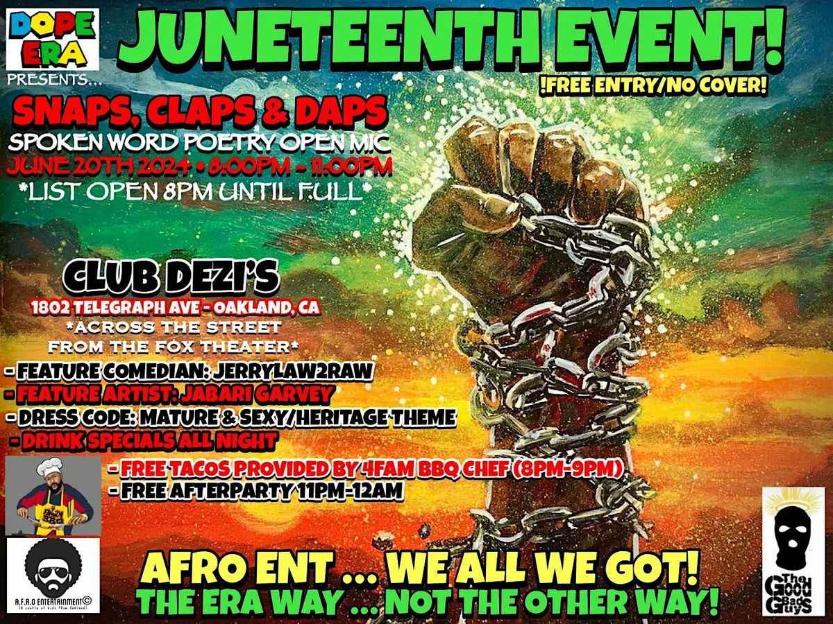 SNAPS, DAPS & CLAPS (Feature Artist: Jabari Garvey and Comedian: Jerry ...