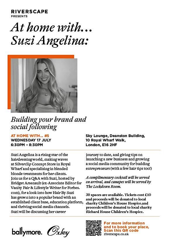 Riverscape: At Home With... Suzi Angelina, Sky Lounge at Riverscape, London, 17 July 2024