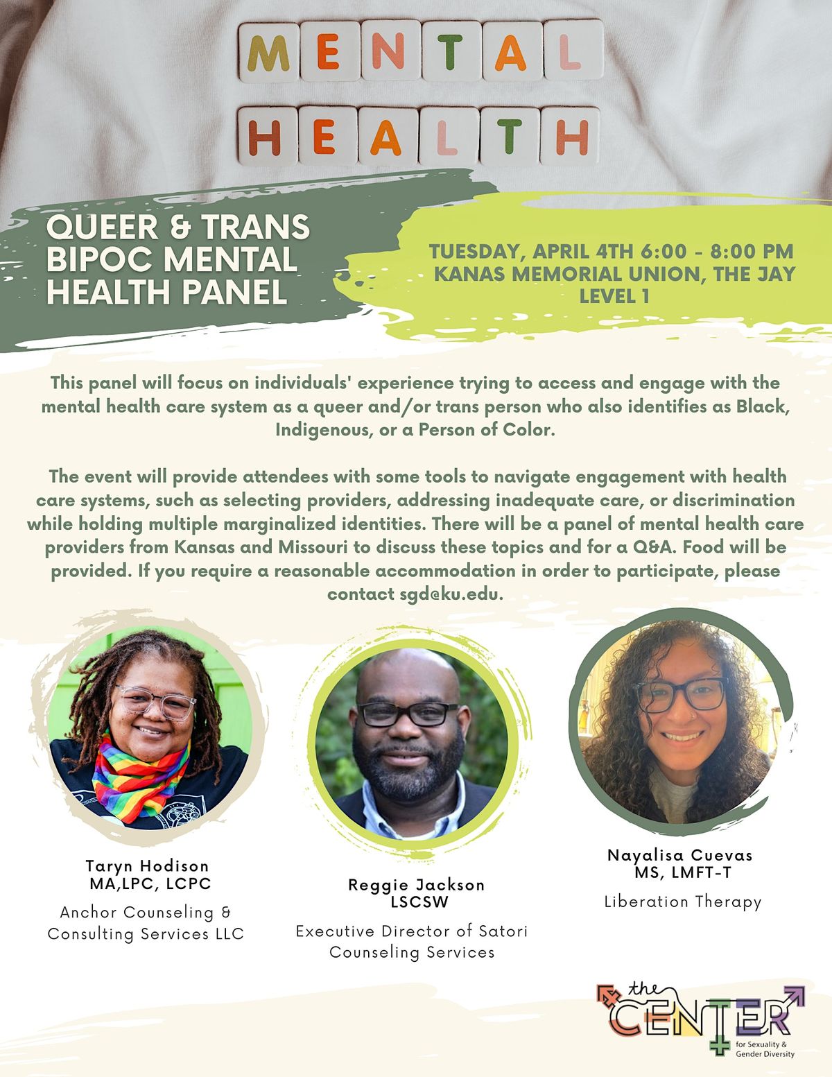Queer & Trans BIPOC Mental Health Panel, KU Memorial Union (The Jay ...