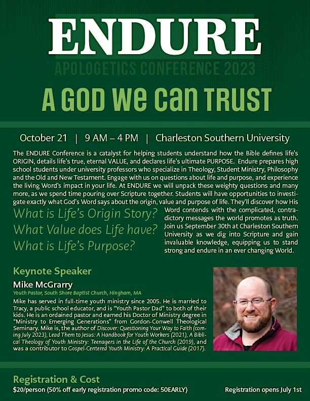 Endure - A God We Can Trust, Whitfield Center for Christian Leadership ...