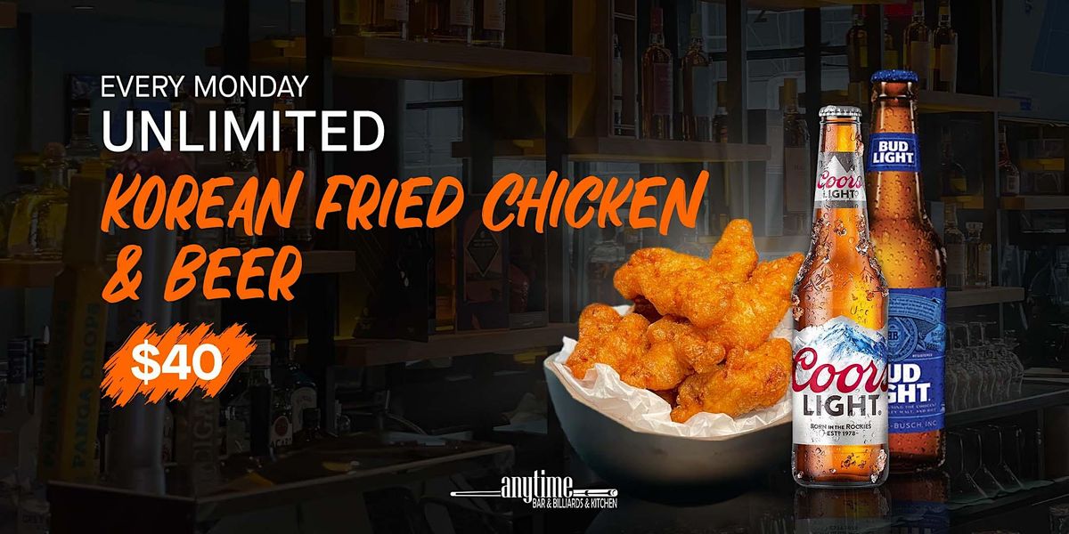 Unlimited Korean Fried Chicken & Beer at Anytime Billiards, Anytime Bar ...