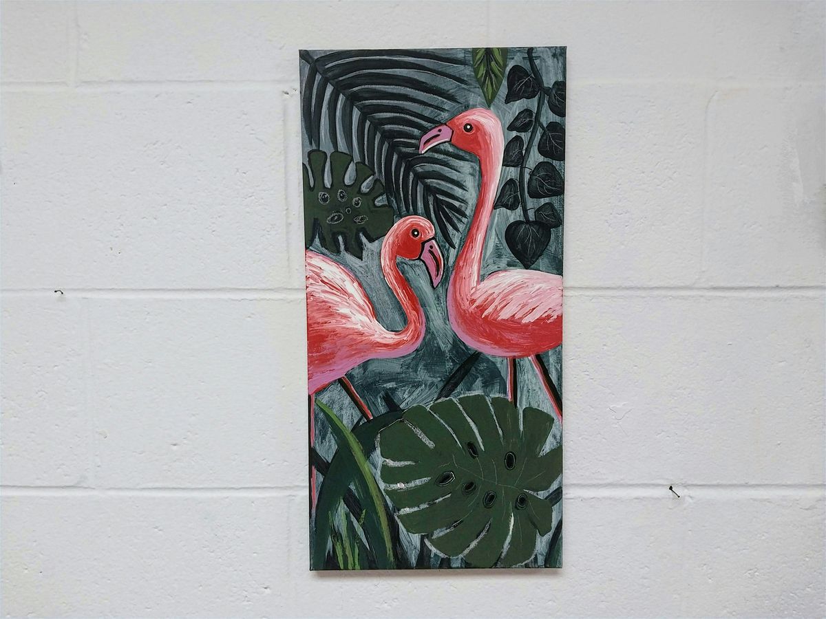 Pink Flamingos Acrylic Painting Class for Adults and Teens, Expressive ...