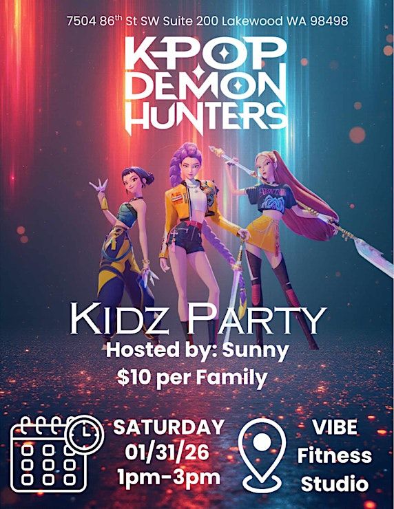 KPop Demon Hunter Kids Dance Party!, VIBE Fitness Studio, Lakewood, 31 ...