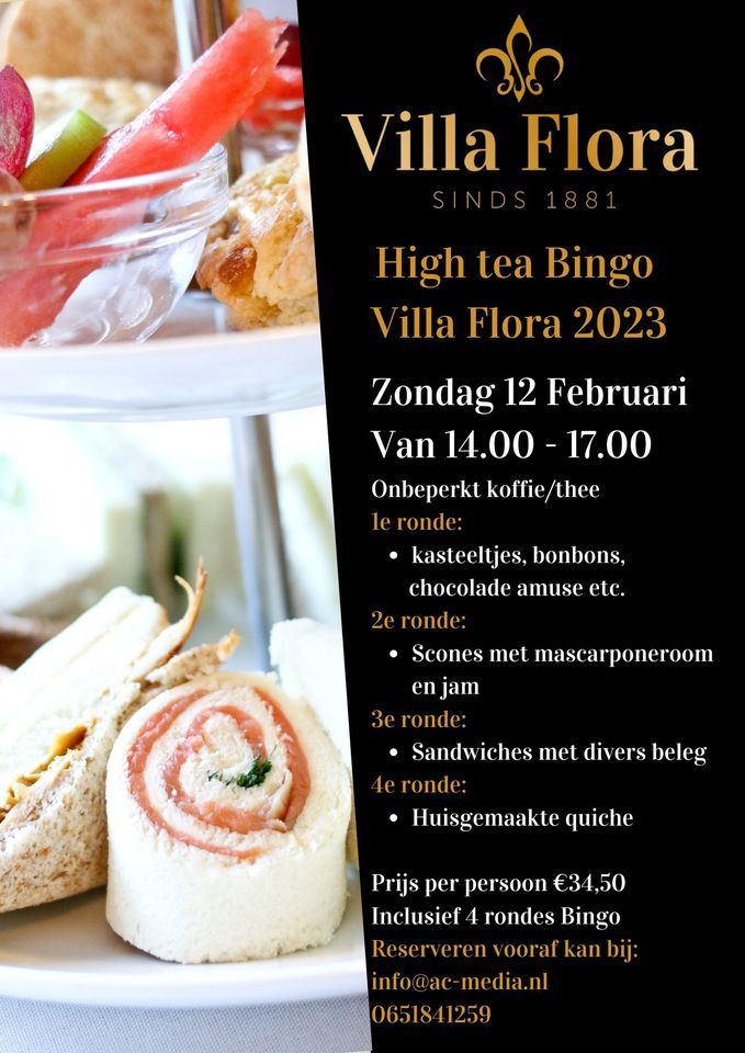 High tea bingo 12 februari Villa Flora, Hotel Villa Flora, Hillegom, 12 ...