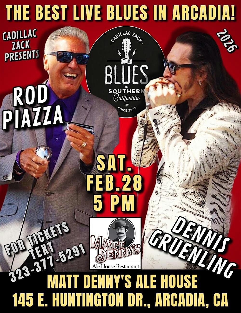 ROD PIAZZA & DENNIS GRUENING - BLUES HARMONICA LEGENDS in Arcadia ...